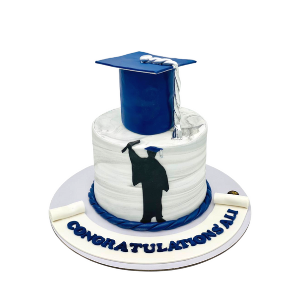 Graduation Blue Cake – Mister Baker