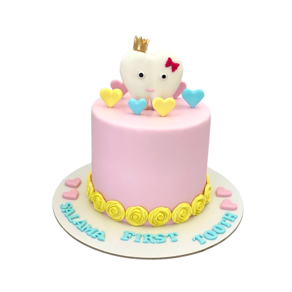 Pink and Hearts First Tooth Cake – Mister Baker